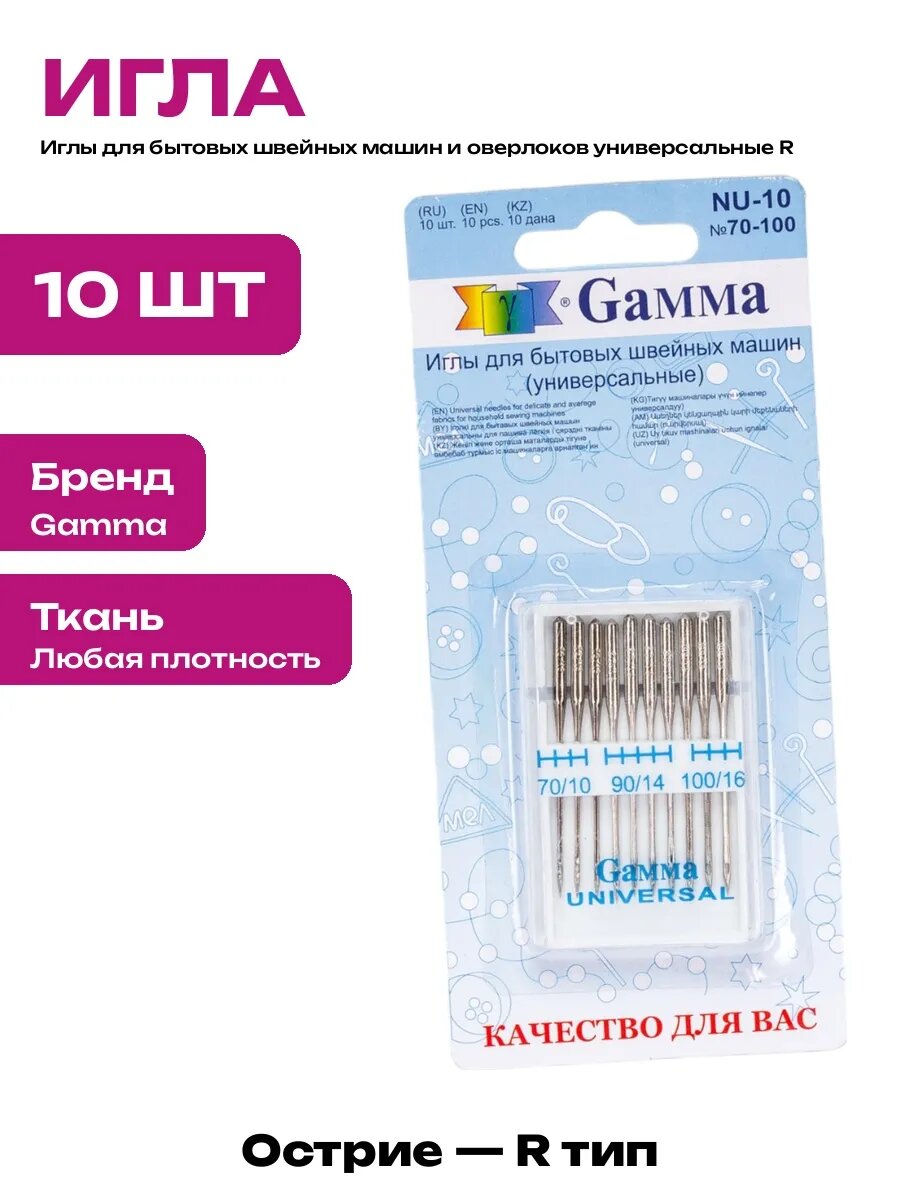 Иглы для швейной машины универсальные для разных типов ткани