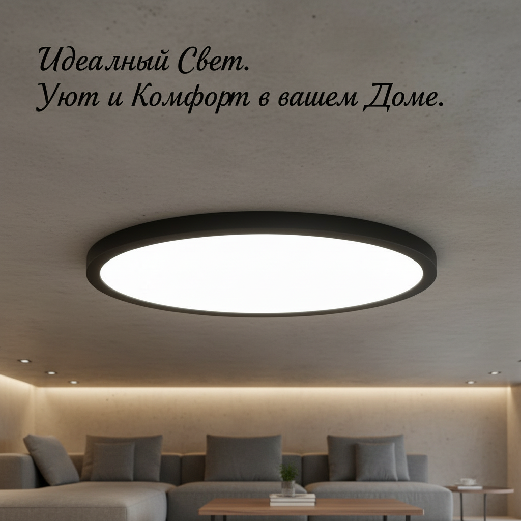 LED люстра 40 Вт черная потолочная 37 см офисная