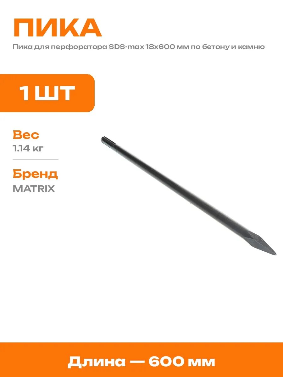 Зубило пикообразное SDS-max 18х600 мм для перфоратора 1 шт