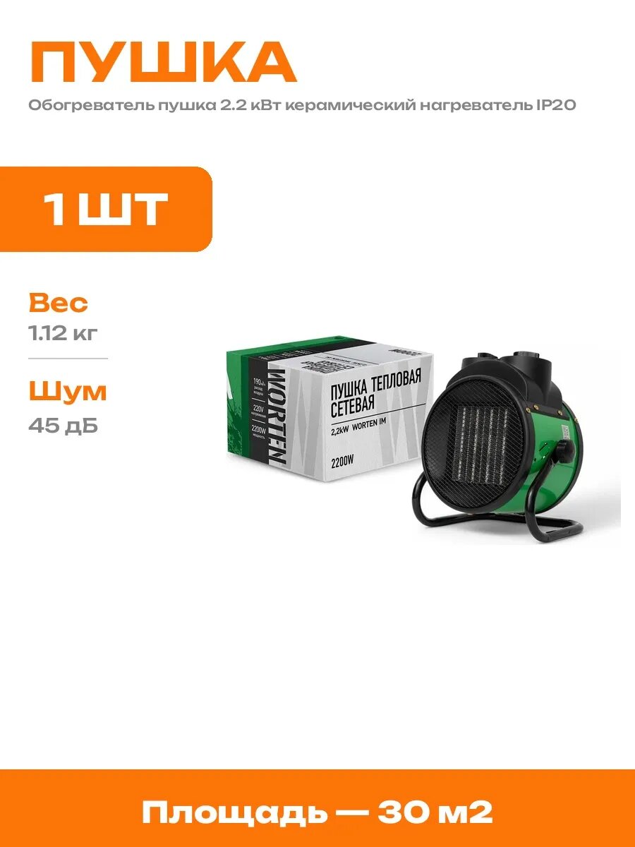 Электрообогреватель цилиндрический 2.2 кВт для помещений