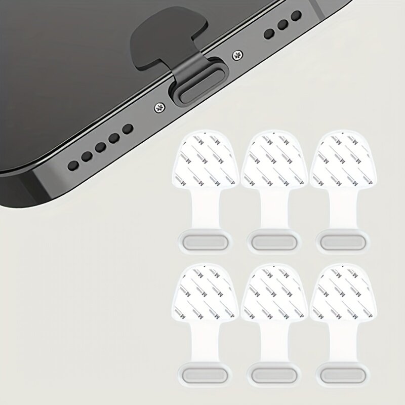 Заглушки для порта Type-C, силиконовые, прозрачные, 6 шт, пылезащитные и влагозащитные