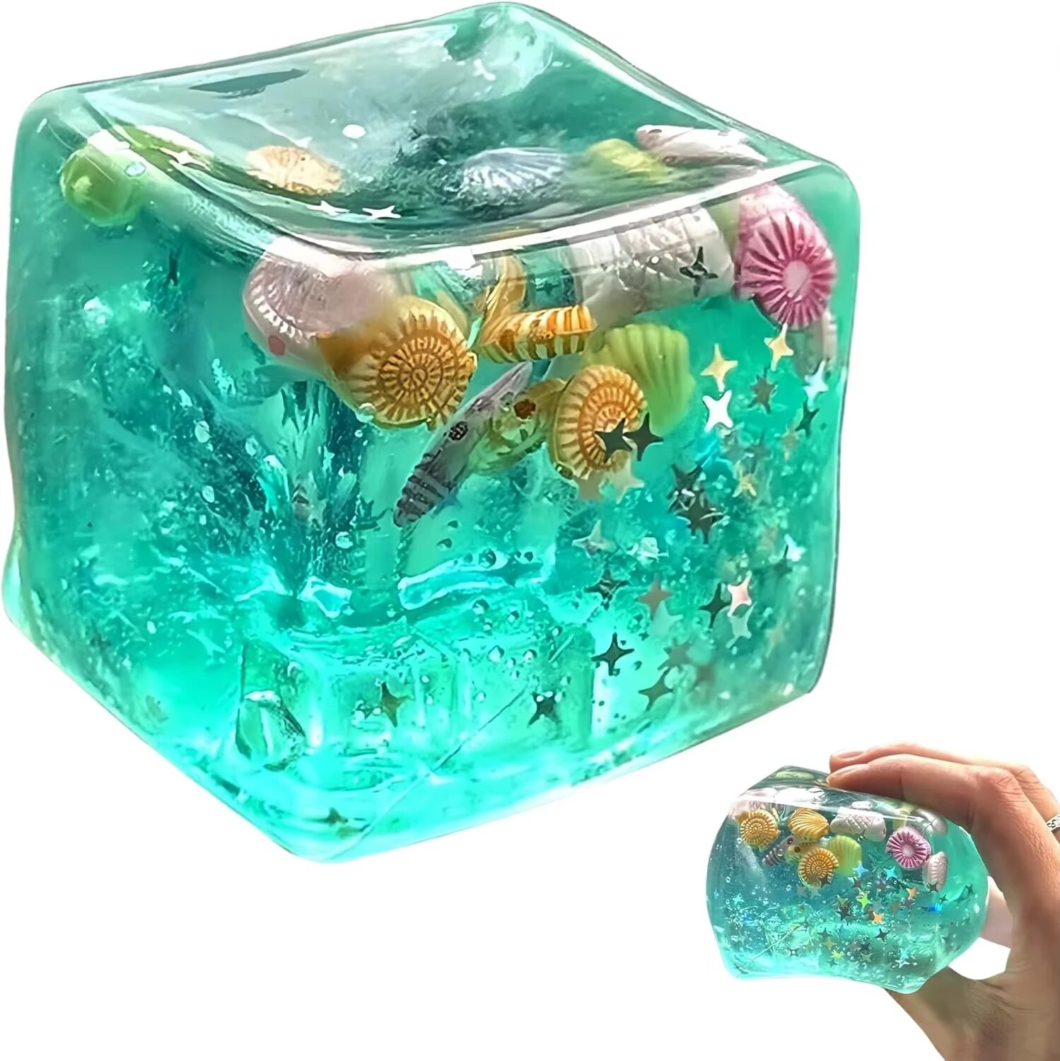 Мягкий антистресс-куб Ice Cube Cube с морскими ракушками 5.5cm