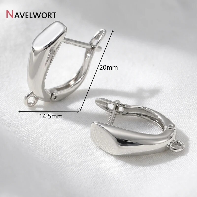 Золотые крючки для сережек NAVELWORT 1 pair, Серый, Rhodium plated