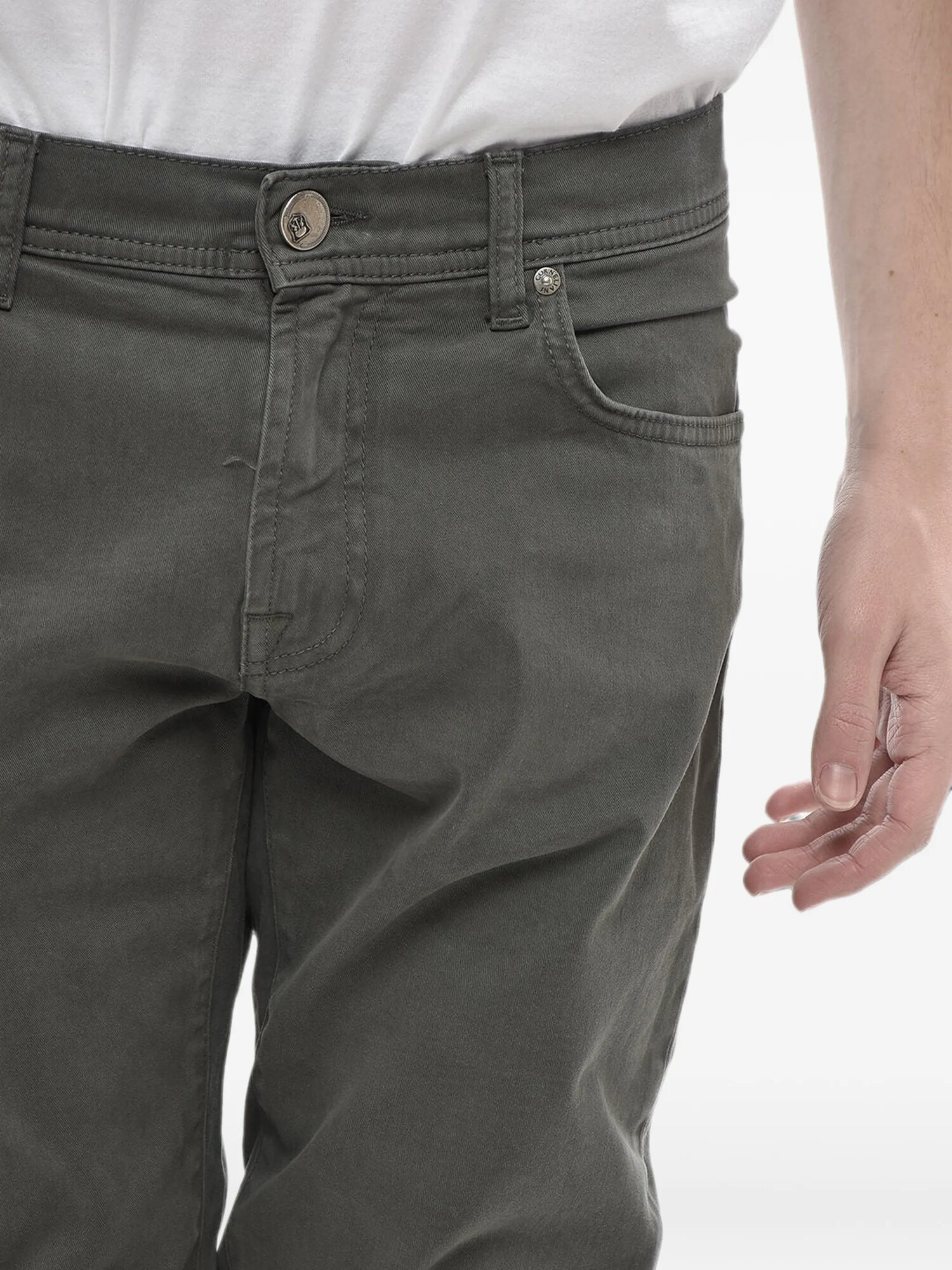 Брюки Corneliani Five-pocket trousers, размер 31, зеленый — фото 1