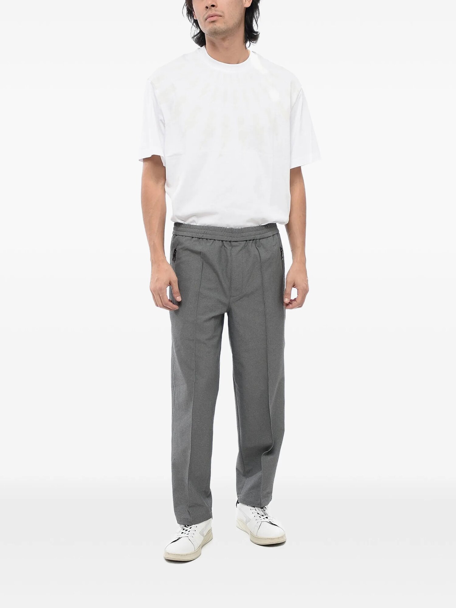 Брюки Neil Barrett Elasticated-waistband zip-pocket trousers, размер 50, серый — фото 1