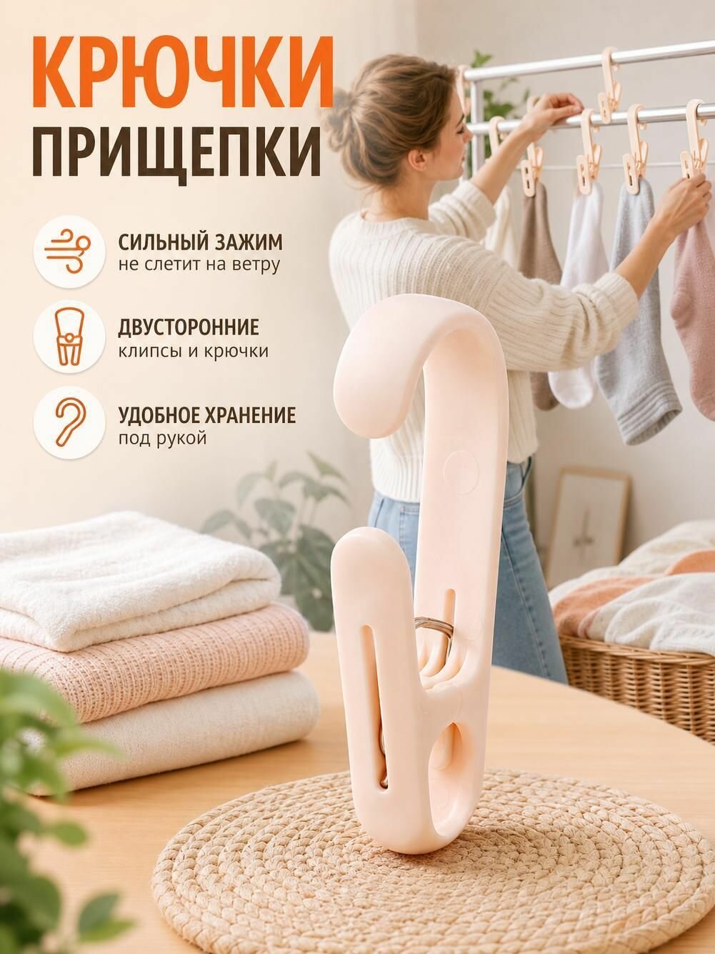 Крючок декоративный для украшений 10 шт светло-розовый