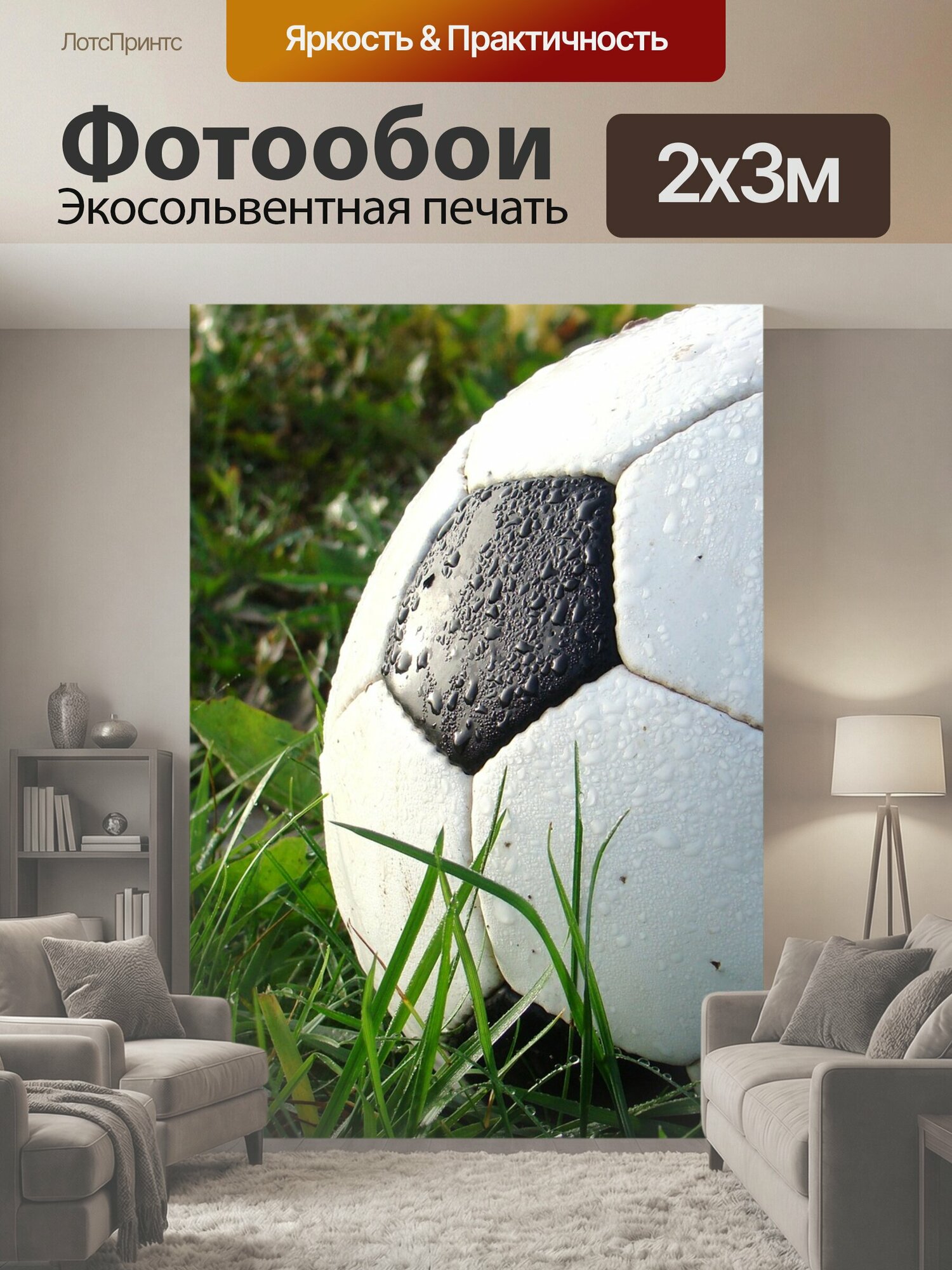 Фотообои "Футбольный, футбол, спорт" 200x300 см. экосольвентная печать