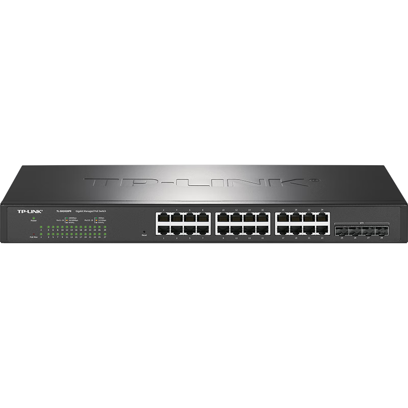TP-LINK 24-портовый коммутатор Gigabit PoE с 4x10G SFP+ uplink, управляемый на уровне 2, до 365Вт мощности Цвет：28