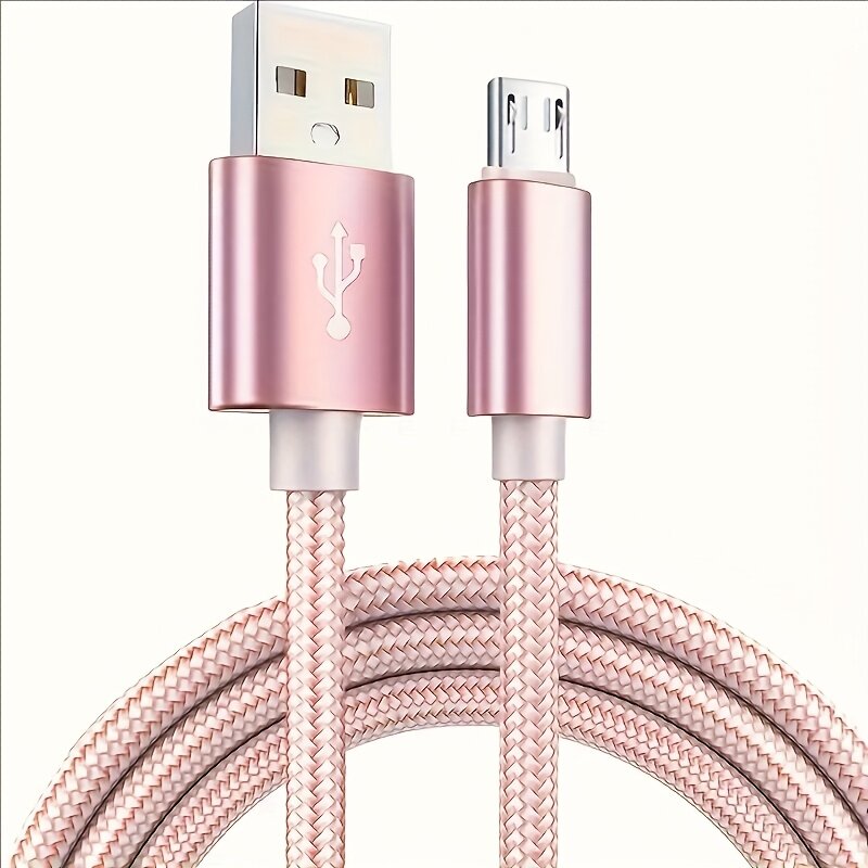 Кабель Micro USB для зарядки и синхронизации данных, нейлоновая оплетка, розовый, 3 м