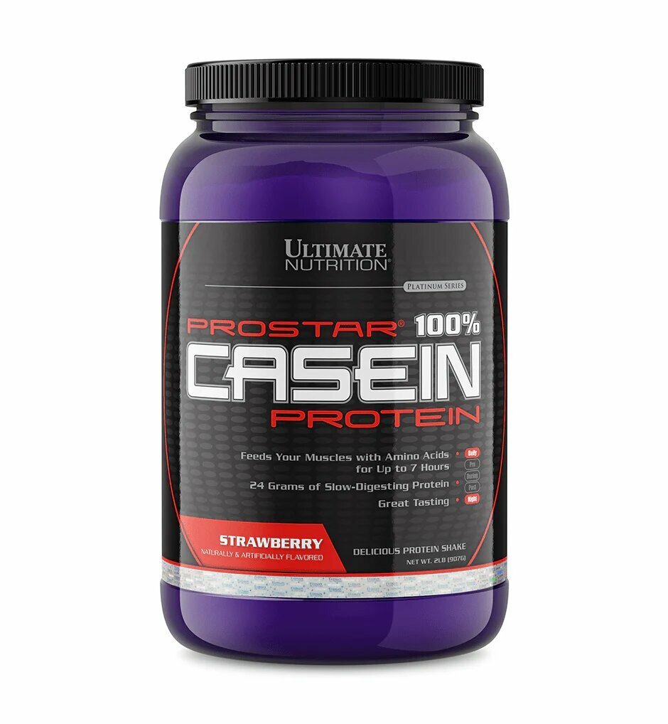 Ultimate Nutrition Prostar 100% Casein, Казеин мицеллярный для похудения, для набора мышечной массы,907 г вкус клубники