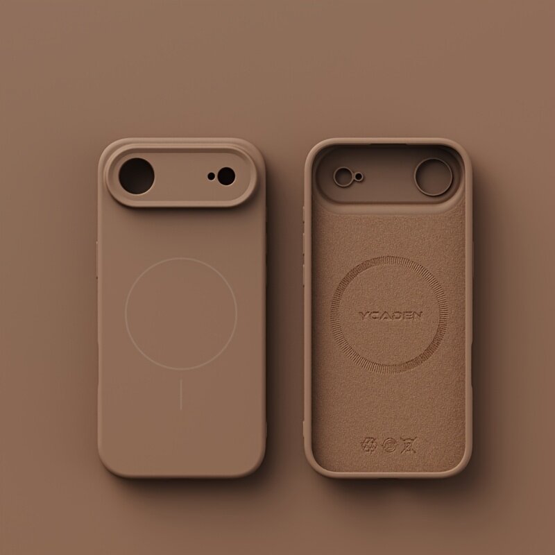 Чехол для iPhone 17 Air, коричневый, магнитный, беспроводная зарядка, противоударный, жидкий чехол