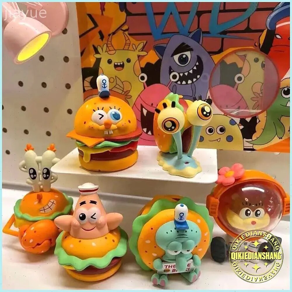 Набор фигурок Губка Боб Спанчбоб, Патрик, Сквидвард, Гэри / SpongeBob 6шт (8см)/коробка