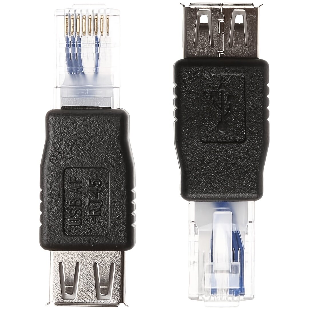 Переходник Ethernet RJ45 (папа) на USB (мама), черный