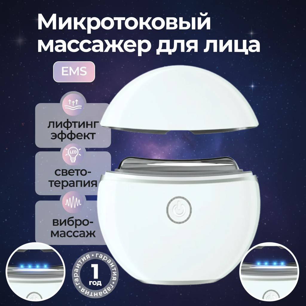 Массажер для лица Yamaguchi Face Lifting EMS, светотерапия, лифтинг, белый
