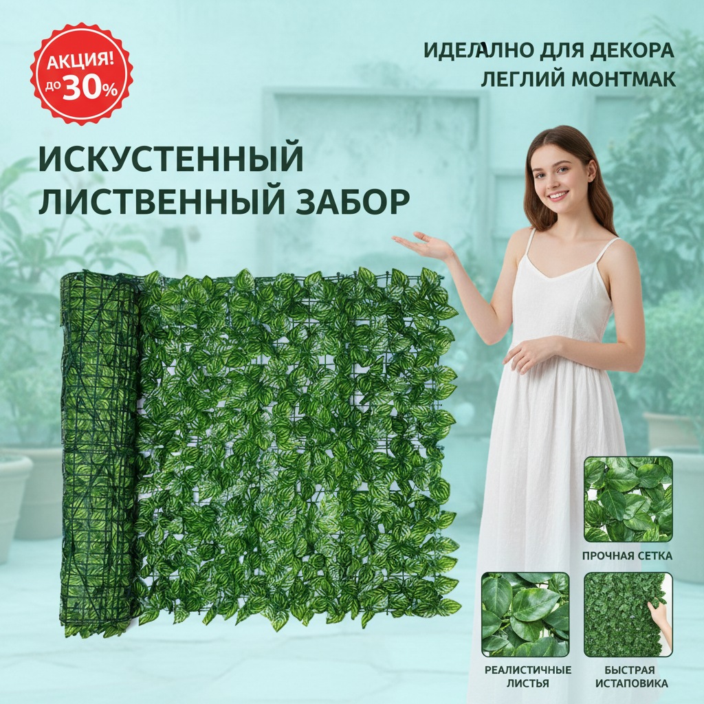 Искусственный листовой забор для уединения, рулонная стена, ландшафтный дизайн