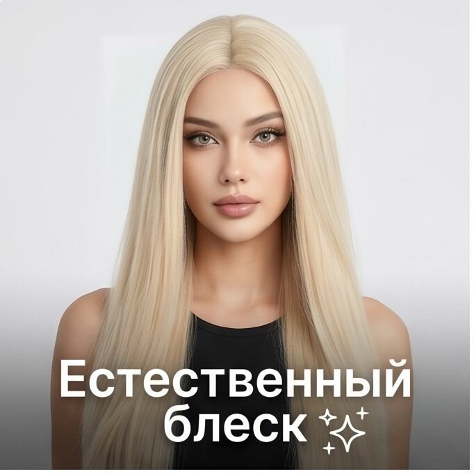 Стильный длинный прямой парик золотой: объем у корней, легкость на каждый день