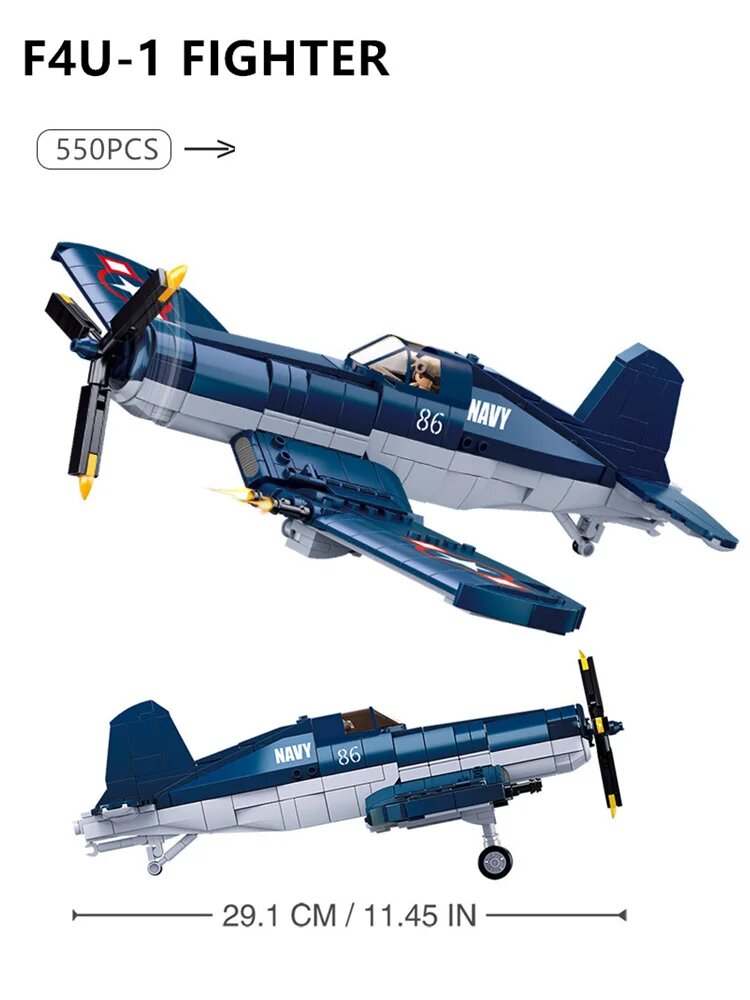 SLUBAN Модельный конструктор F4U-1 «Пиратский истребитель» 550 деталей