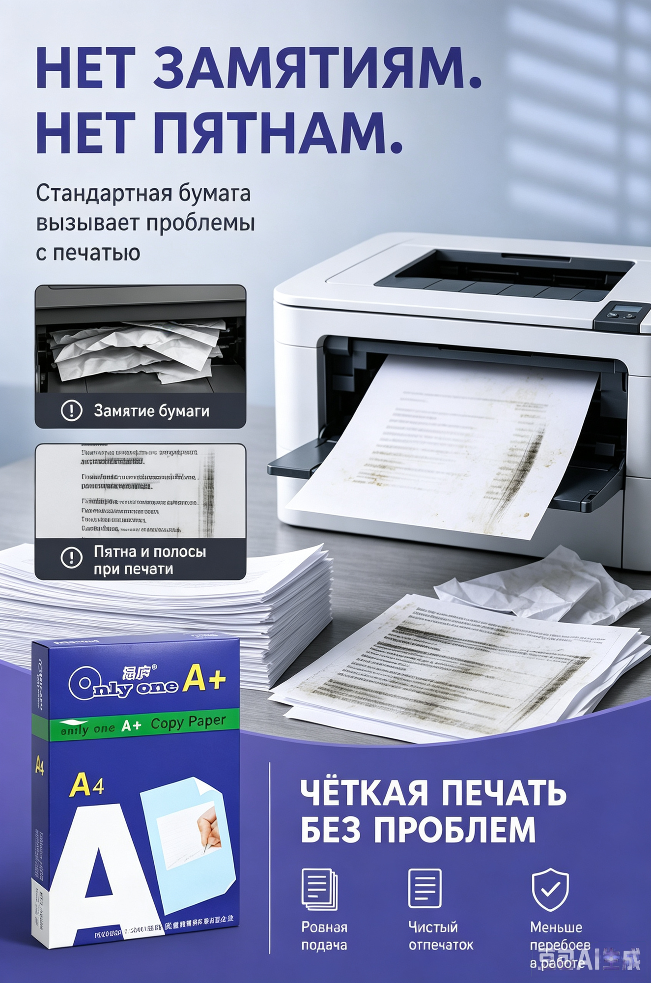 Бумага офисная, для печати, для принтера, А4, 500 листовдля повседневной офисной и домашней печати