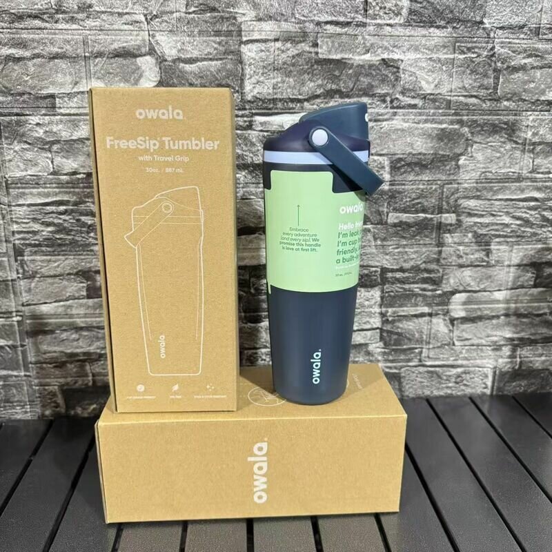 Термокружка Owala FreeSip 30oz изолированная бутылка для воды темно-синяя