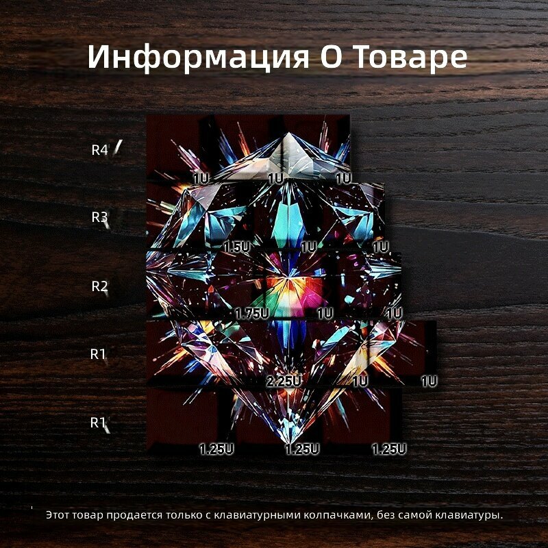 Набор клавиш-кэпсов для механической клавиатуры, 15 клавиш, PBT, 5-сторонняя сублимация, разноцветный узор "бриллиант