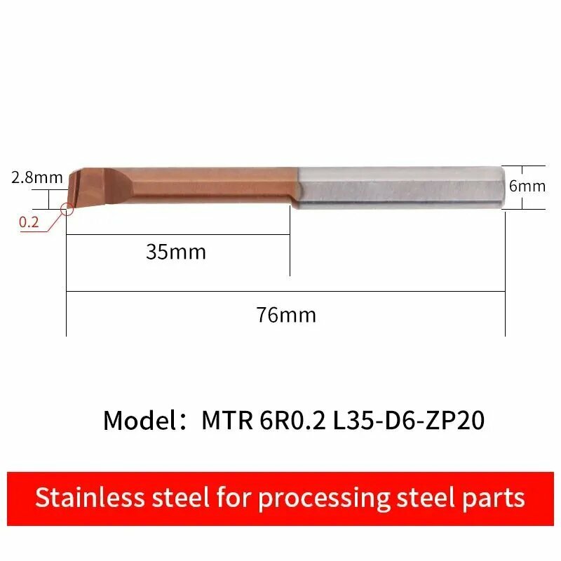Инструмент для расточки малых отверстий MTR6R0.2L35-D6, токарный станок из сплава вольфрамовой стали