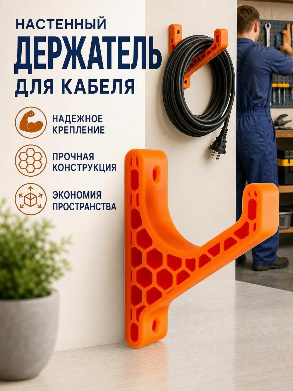 Крючок настенный пластиковый, кронштейн, Инструменты для управления кабелями