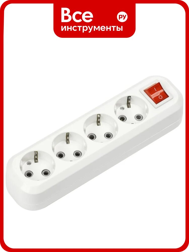 Колодка Smartbuy 4 гнезда 16А/3,5кВт c выключателем и заземлением SBE-16-4-00-ZS