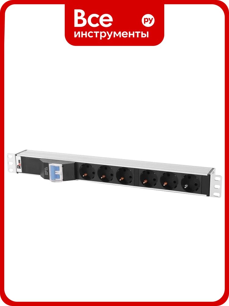 Блок розеток 19", 6 розеток ЦМО R-32-6S-A-440-K Rem-32 с авт, 6 Schuko, 32А, алюм, колодка, 00-00655655