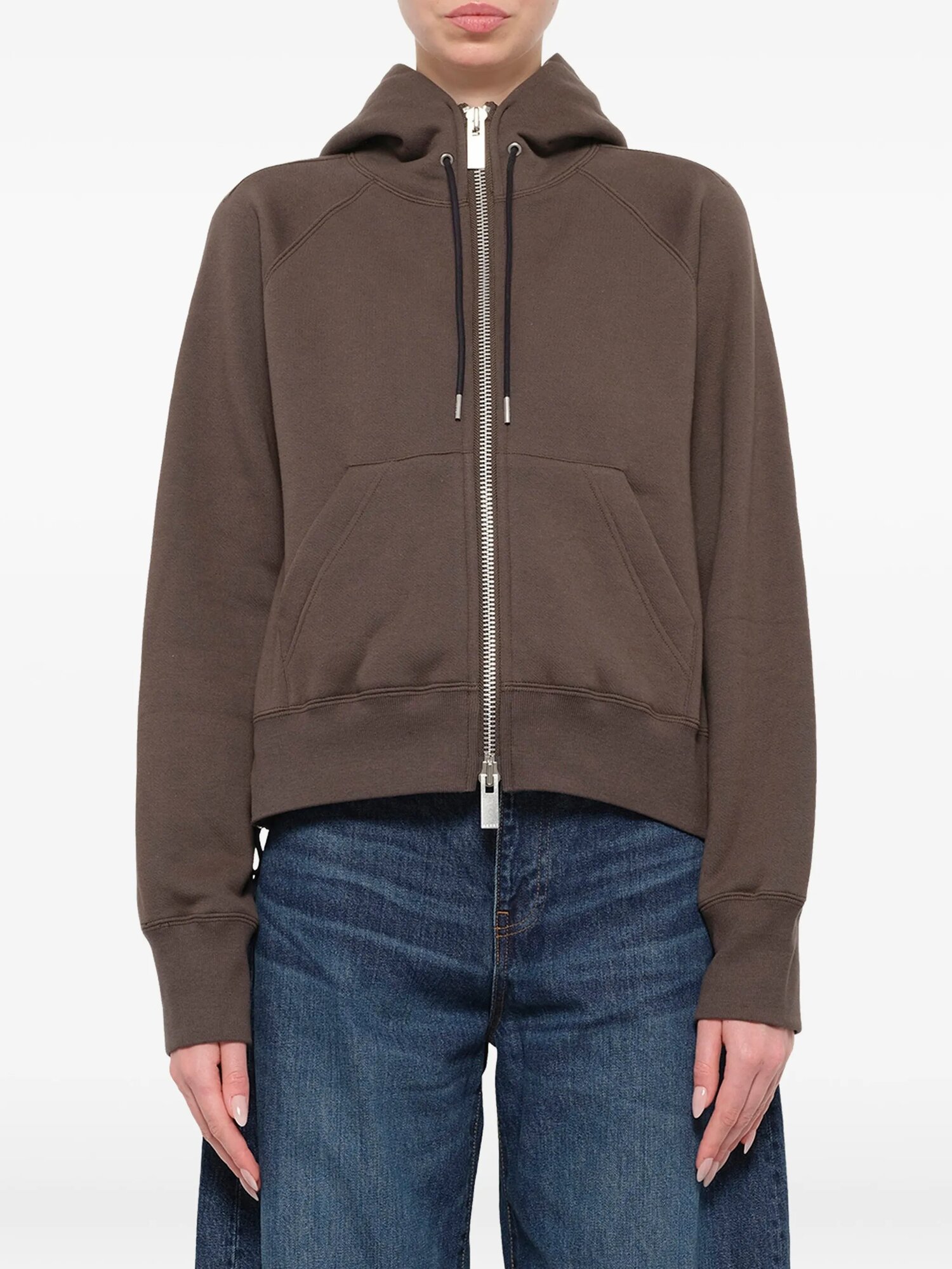 Худи Sacai Zip-up drawstring hoodie, размер 44, , коричневый — фото 1
