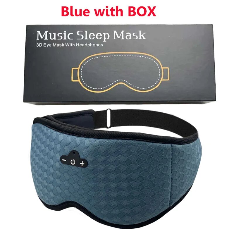 Bluetooth-наушники для сна, 3D маска для глаз, путешествия, воспроизведение Синий, Blue with box