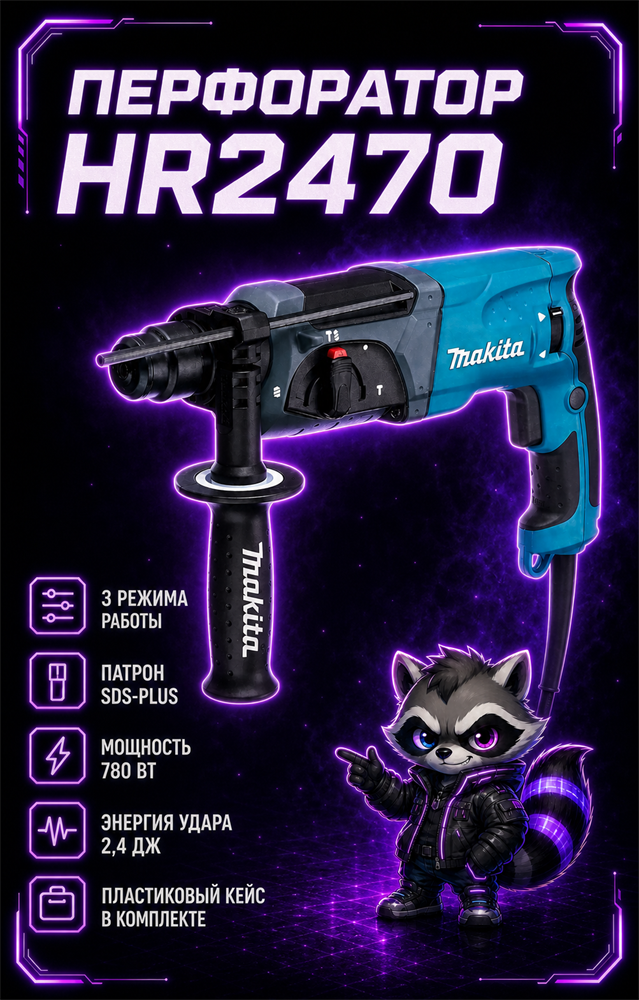 Перфоратор Makita HR2470 с кейсом