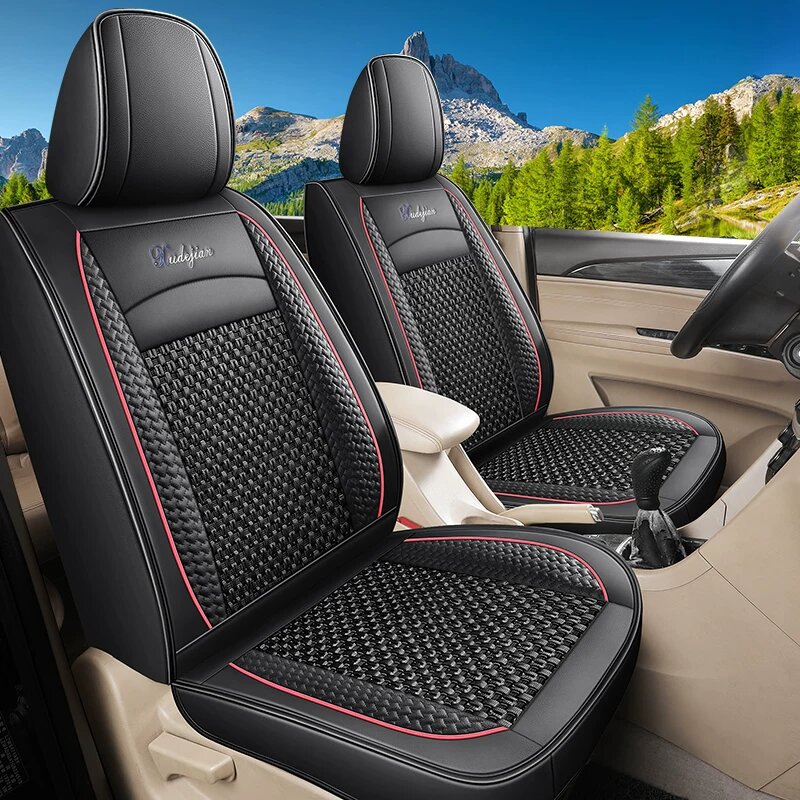 Чехлы на сиденья Chevrolet GL8 с кожей и льняной тканью стандартная версия черный для передних 4 сидений