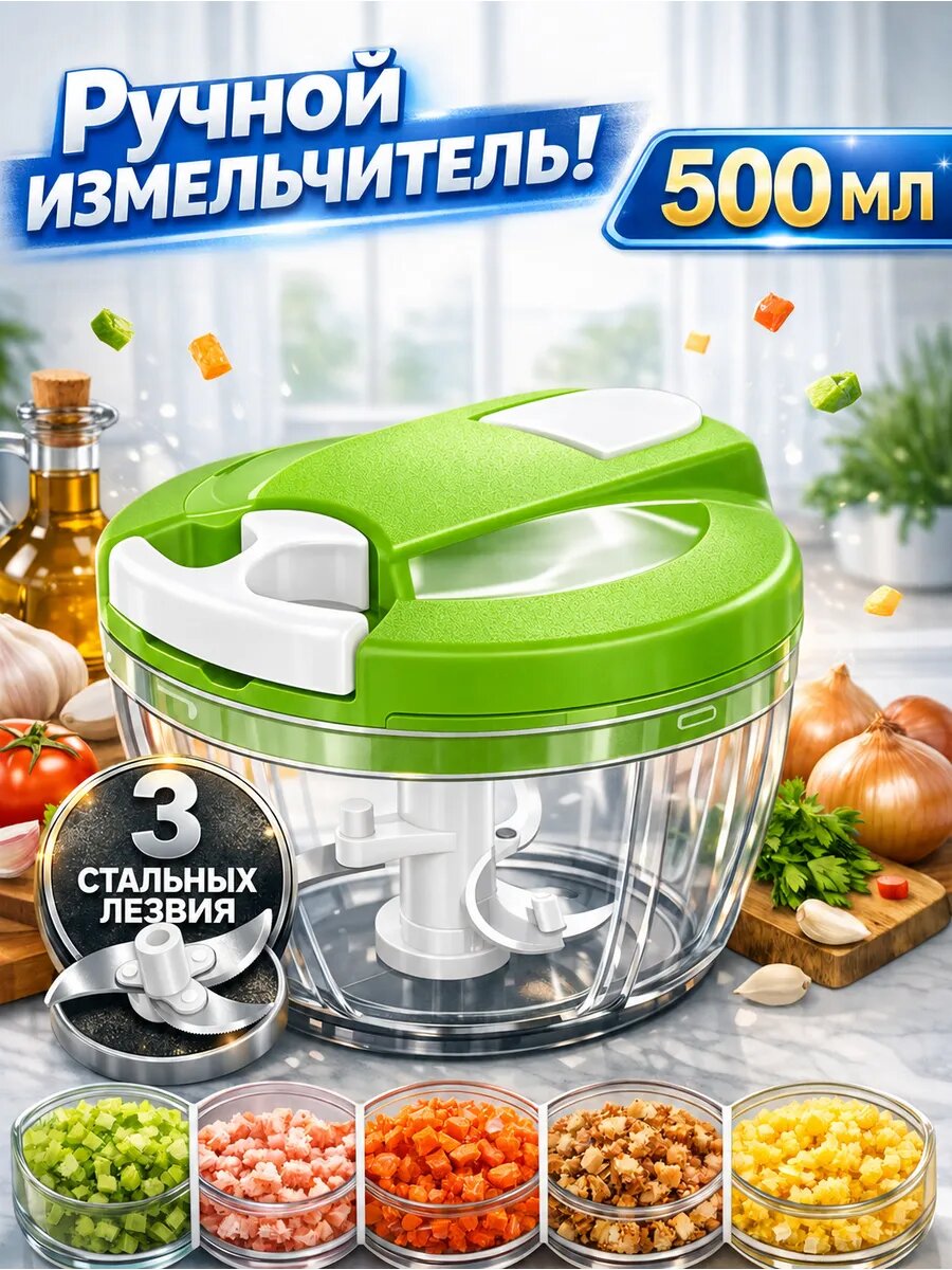 Измельчитель продуктов, ручной, с контейнером, из нержавейки