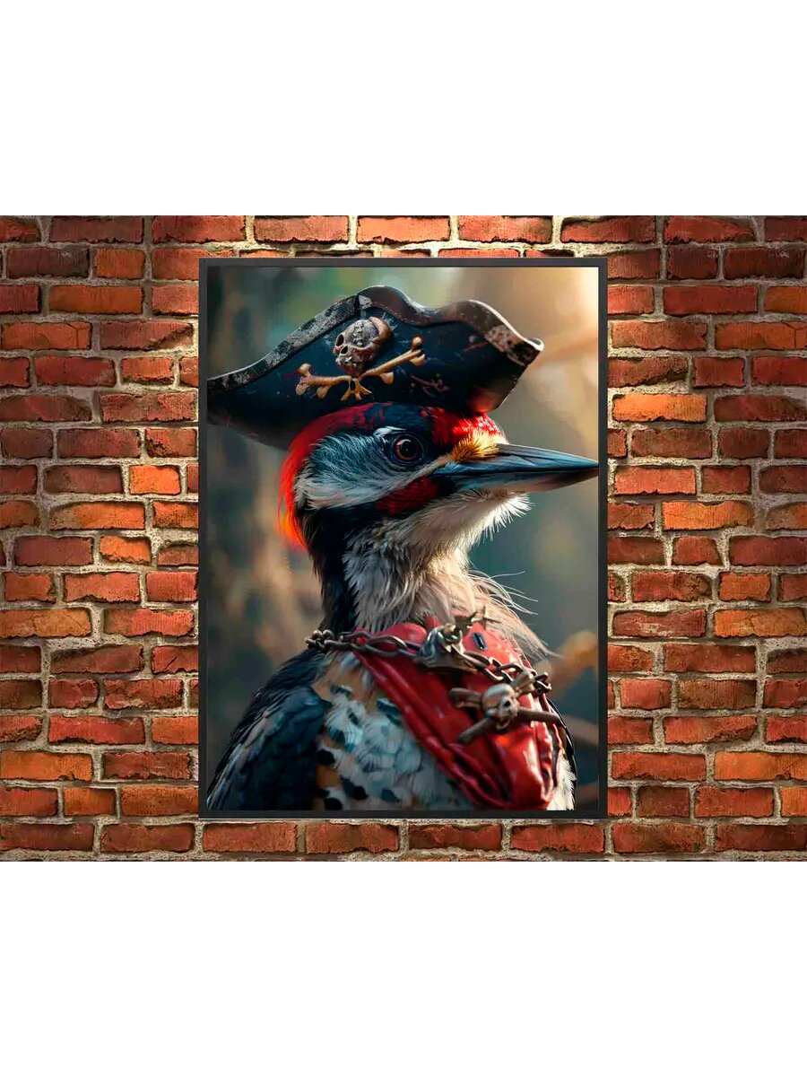 Птица-пират-дятел 4, Плакат 30x42см