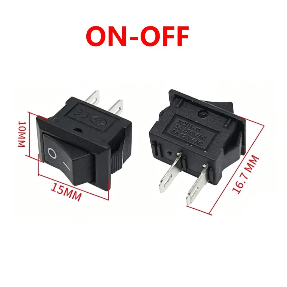Миниатюрный переключатель KCD11 2Pin ON-OFF черный