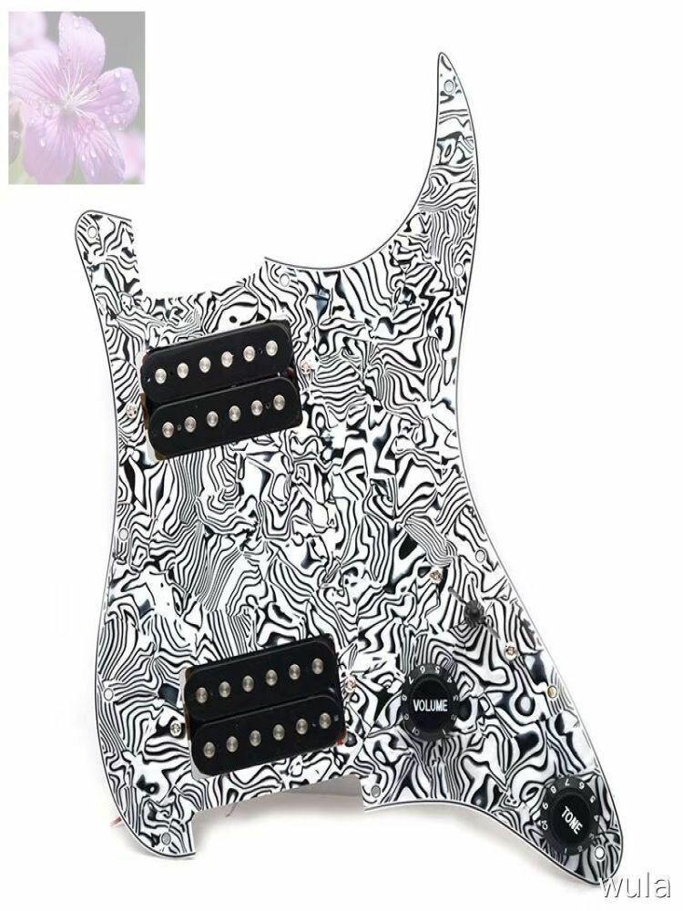 Пикгард Alnico для Stratocaster с HH хамбакерами и ручками, черно-белый узор, для гитары, накладка