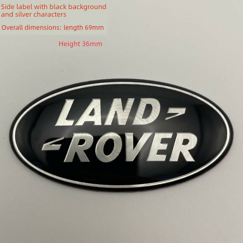 Эмблема боковая Land Rover с черной основой и серебряными буквами, 69x36мм подходит для Range Rover, Discovery, Defender