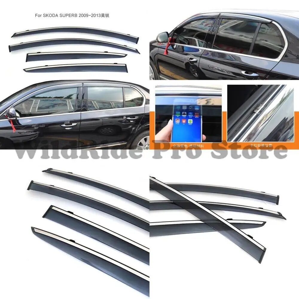 1 комплект, утолщенный литой дефлектор от дождя для Skoda Superb 2009-2015, оконный дождевик
