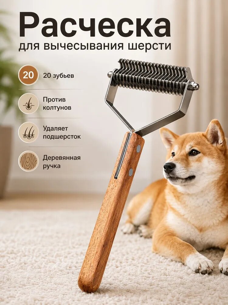 Узкий стриппинг для густого подшерстка, 20 лезвий эффективная расчёска для профессионального ухода