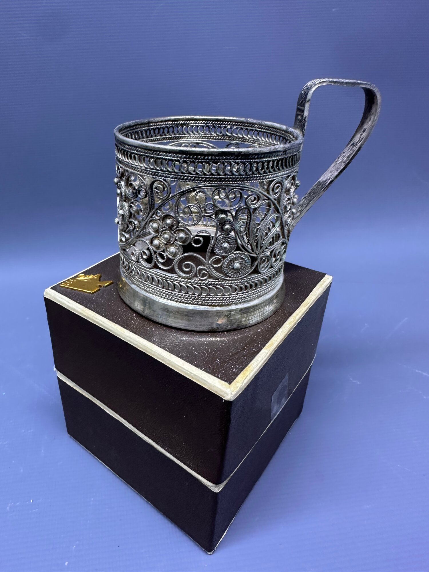 Подстаканник винтаж "Ажурный Павлин", металлический сплав, СССР