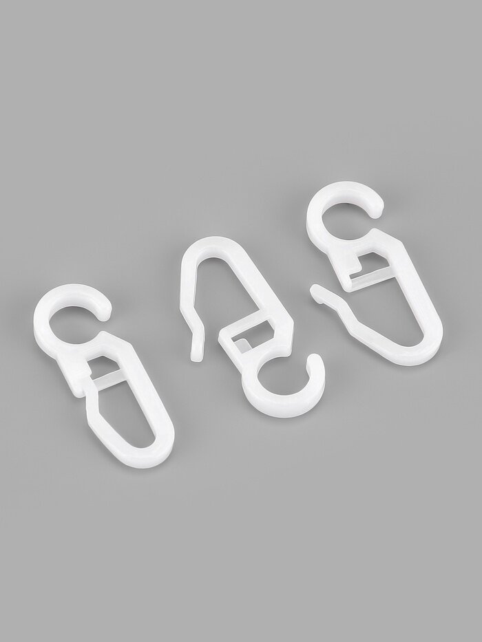 Крючок для штор, пластиковый, 3.2×1.5 см, 100 шт, белый