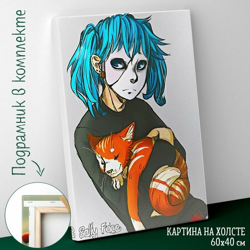 Большая картина интерьерная постер на холсте на стену 60 на 40 см Sally Face