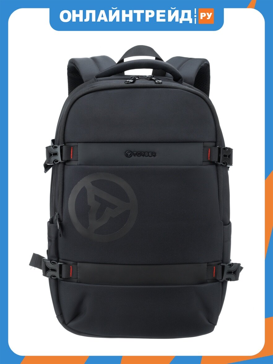 Рюкзак Torber VOYAGE с отделением для ноутбука 18', черный, полиэстер 900D, 34х16х47 см, 20 л