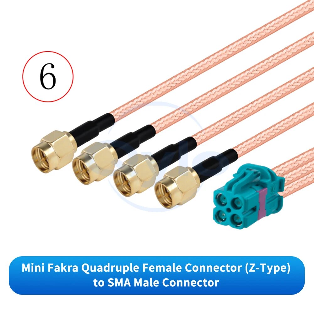 Кабель Tyco Mini FAKRA 4 в 1 Z Series Aqua Blue - SMA / FAKRA 1m, 6