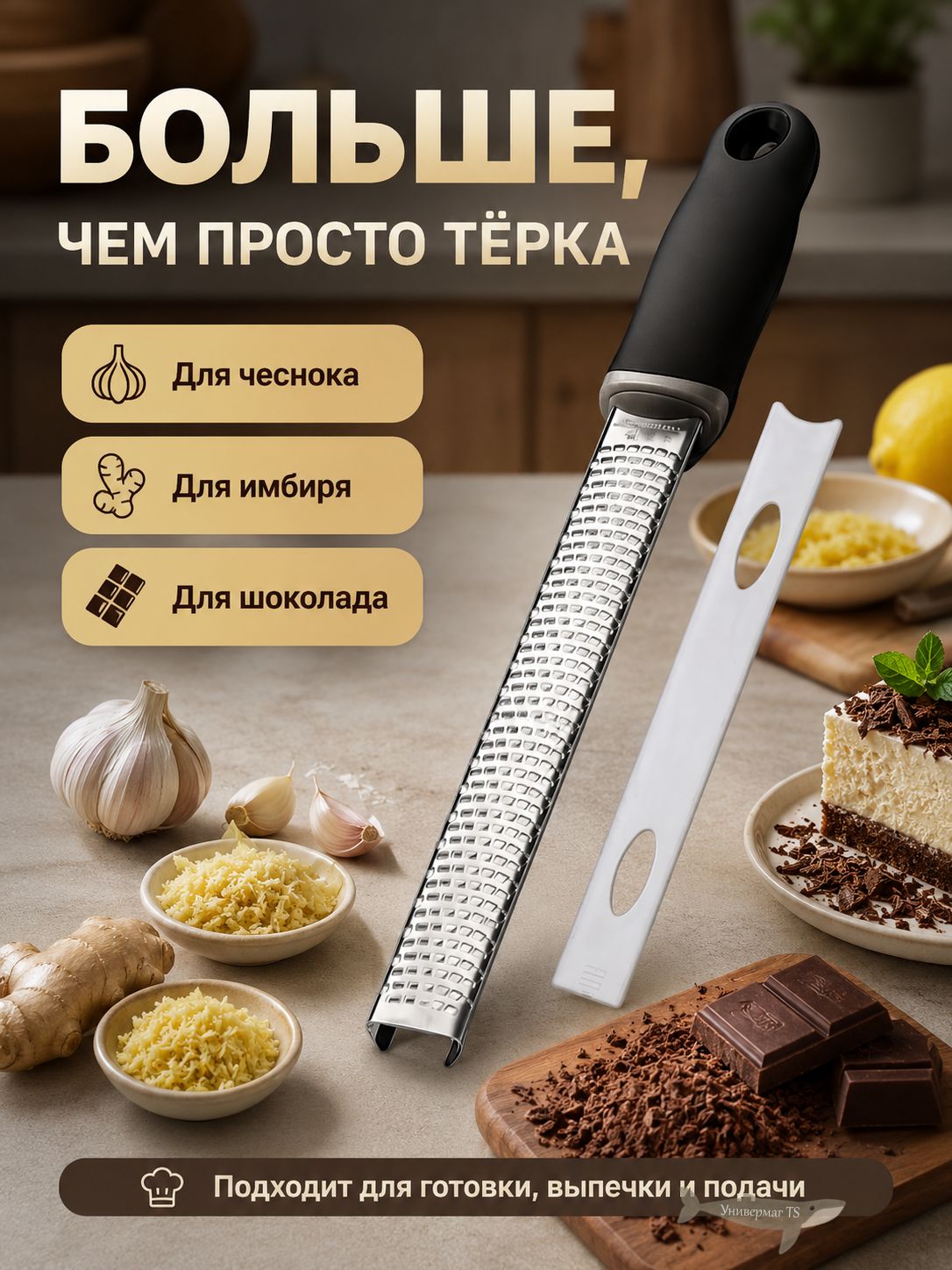Тёрка для сыра и цедры с защитным чехлом, ручная мини тёрка из нержавеющей стали для чеснока, имбиря и шоколада