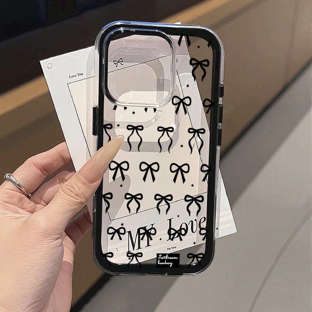 Прозрачный чехол-бант для Samsung S26 Ultra S25 S24 A57 A56 A36 A37 A16 A17 Galaxy S25, Black NJ05