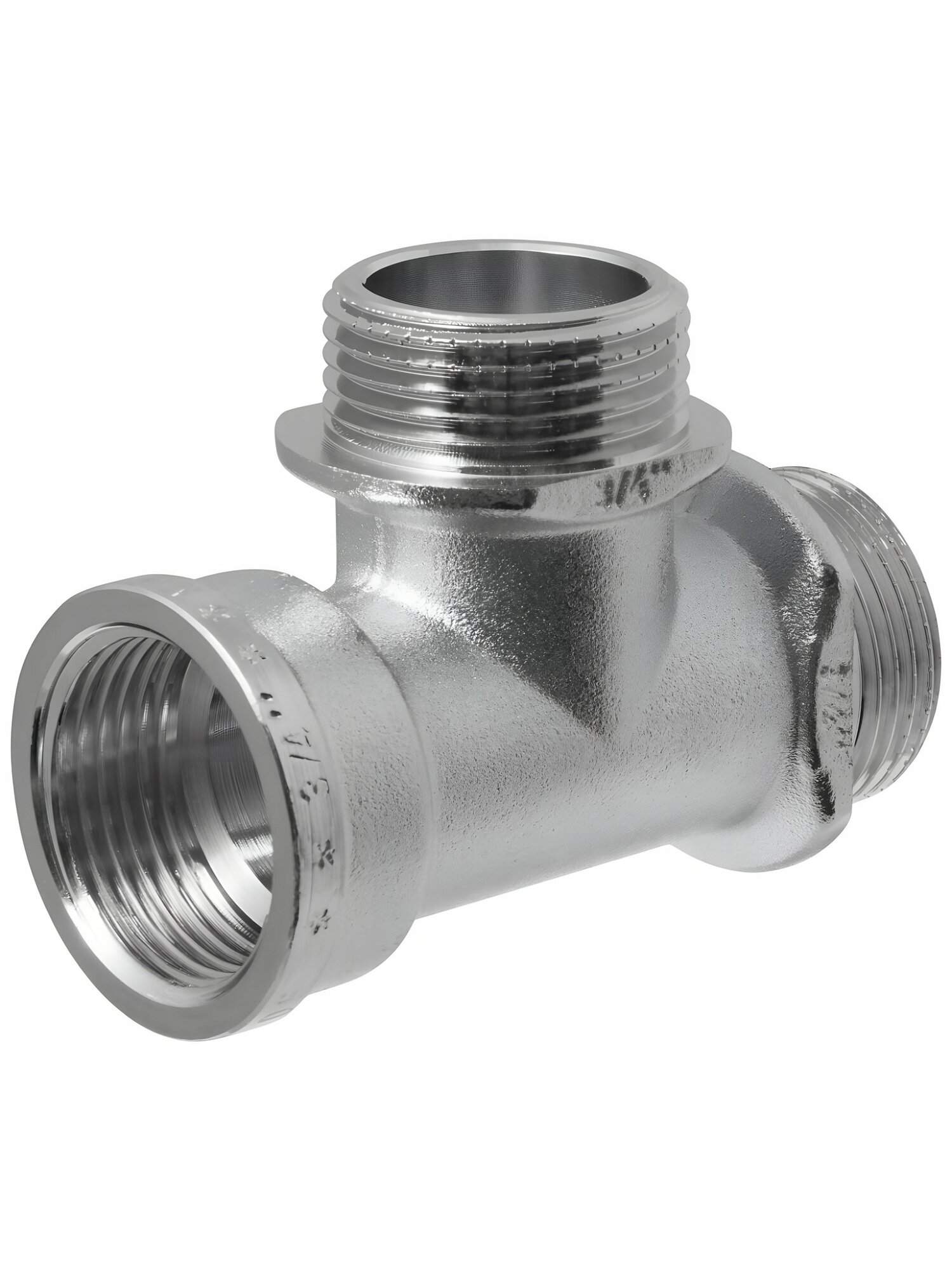 Тройник MasterProf 3/4 дюйм латунь никелированный г-ш-ш с ограничителем резьбовой фитинг