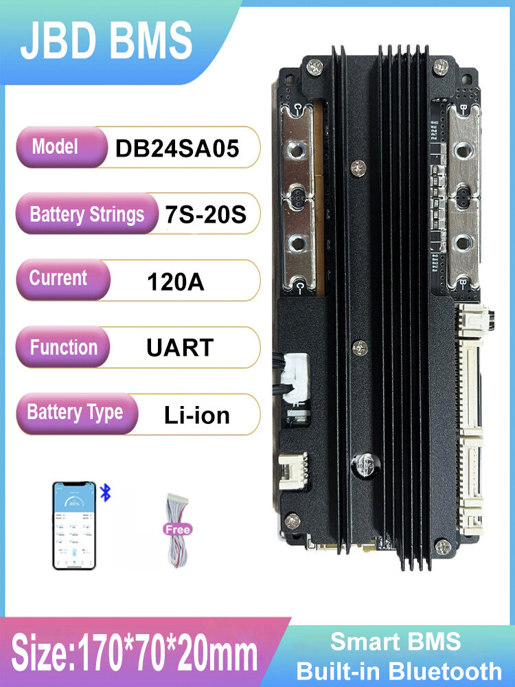 Встроенная система управления батареями BT JBD Smart BMS с автоматической идентификацией 7S-20S 8S 9S 10S 11S 12S 13S 14S 16S 20S 120A NMC UART