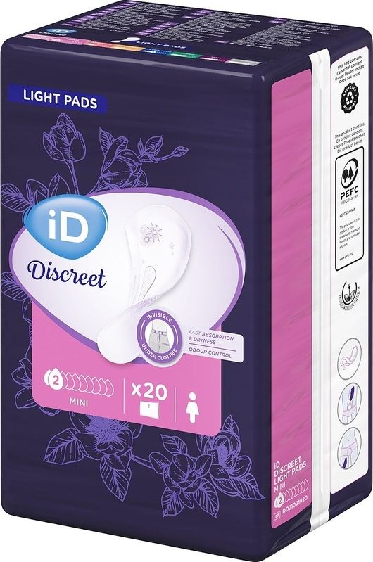 Прокладки урологические iD Light Discreet Mini (20 штук в упаковке)