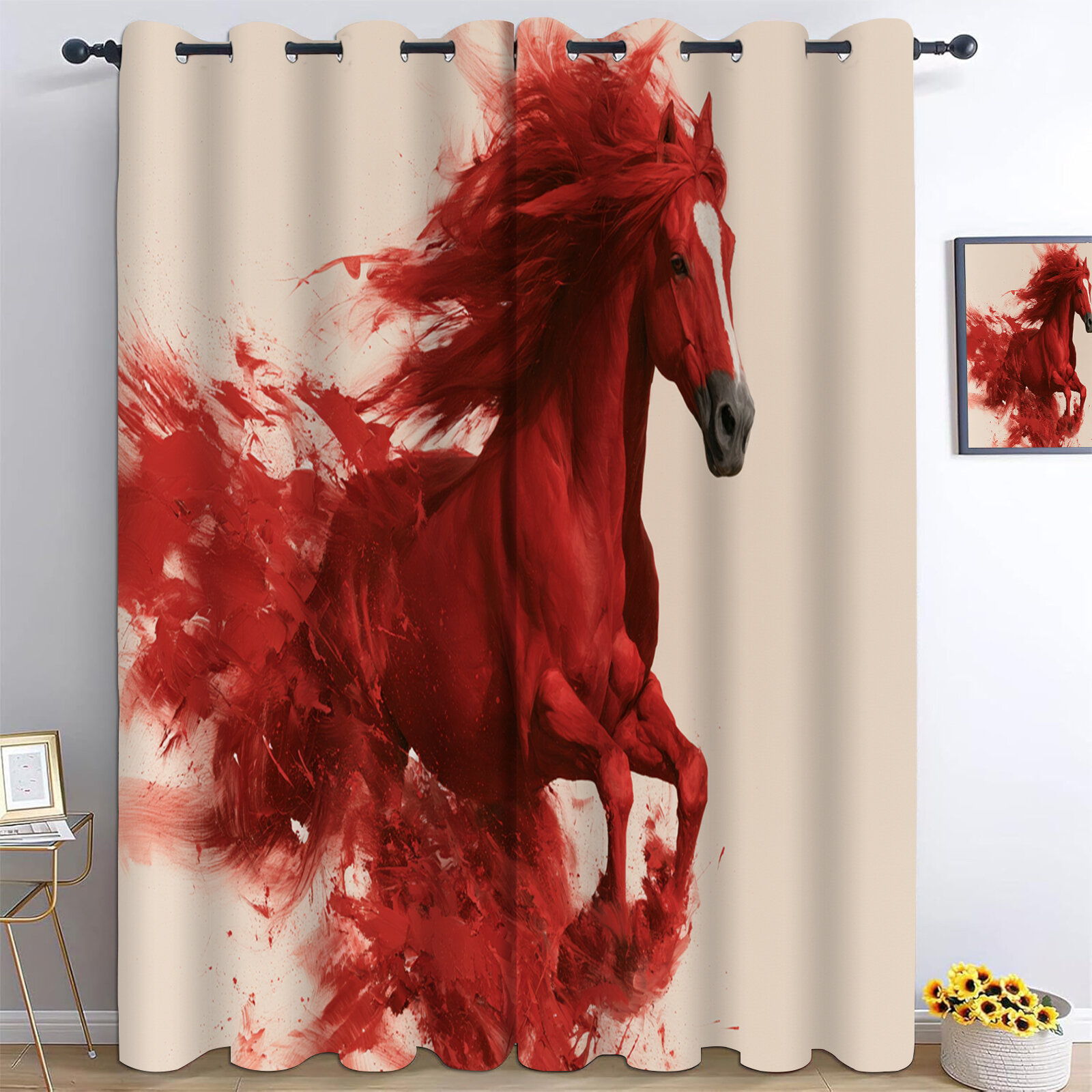 Портьеры блэкаут на люверсах 145x240cm 2 шт, Красной Лошадью интерьерные плотные шторы затемняющие